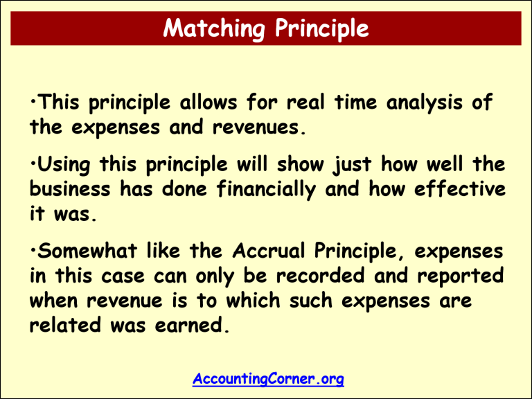 Matching Principle | Accounting Corner